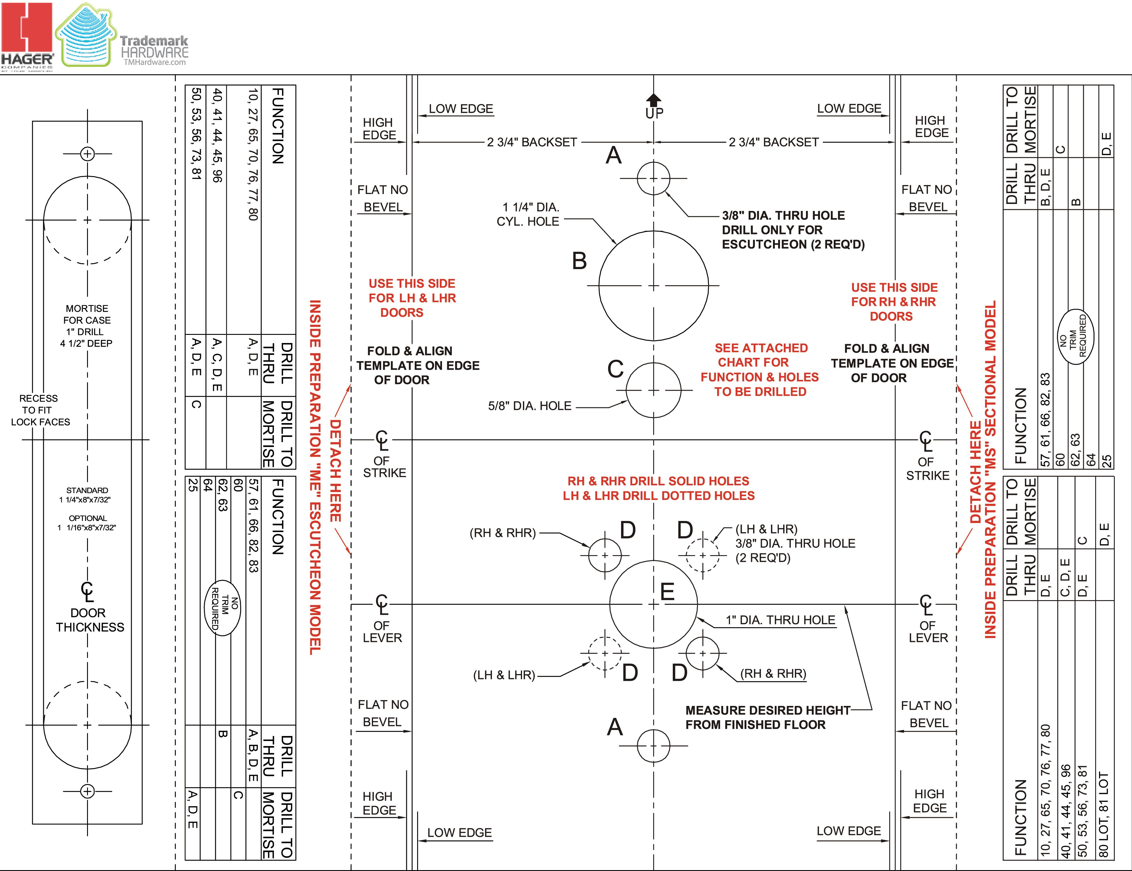 Door Backset Template Keypad Electronic Deadbolt Lock Pl 10s10 Keypad 