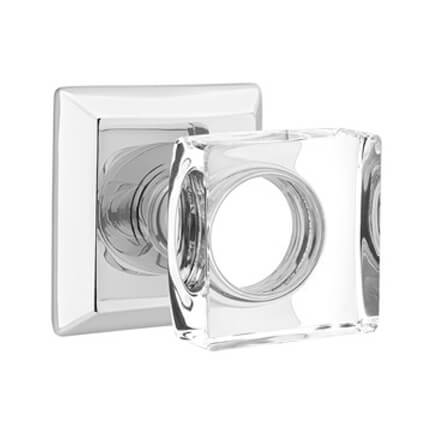 Door Knob | Interior Square Glass Door Knob on Quincy Rosette | TMHardware.com