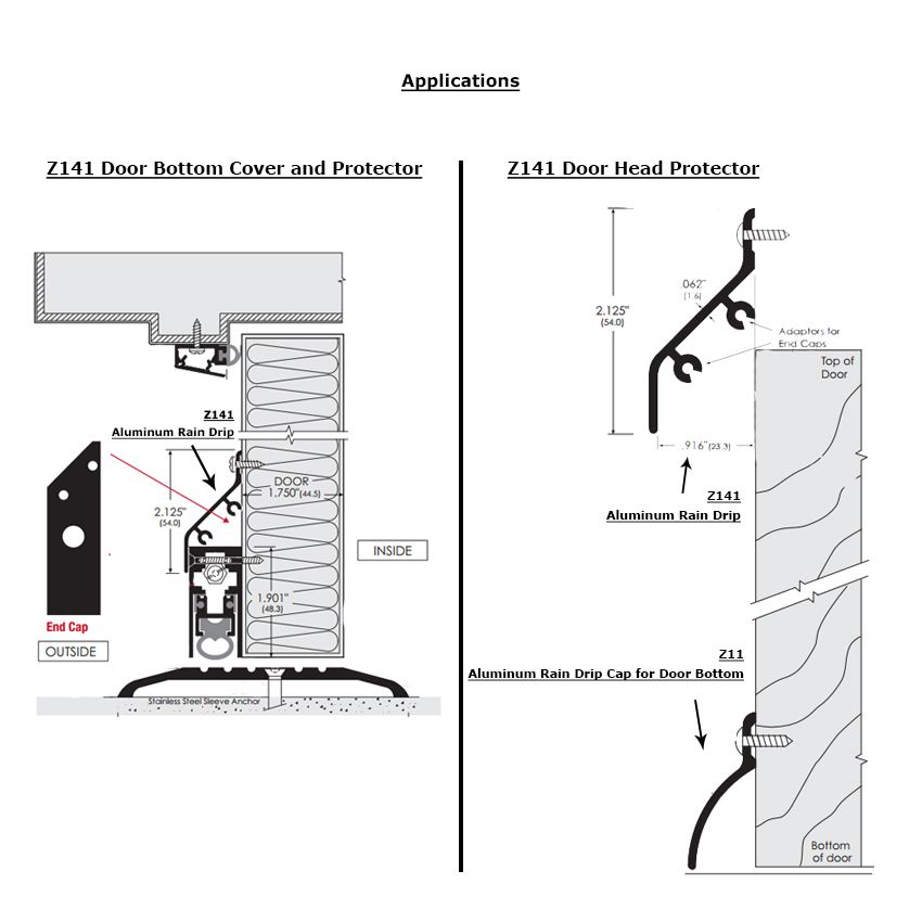 Zero #141AA Aluminum Rain Drip Protector for Door Head and Door Bottom ...